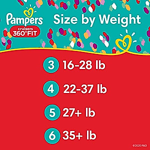 Diapers Size 4, 108 Count - Pampers Cruisers 360° Fit Disposable Baby Diapers, Enormous Pack (Packaging May Vary)