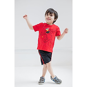 Sesame Street Elmo Cookie Monster Oscar the Grouch Big Bird Infant Baby Boys 2 Pack T-Shirts Gray/Red 24 Months