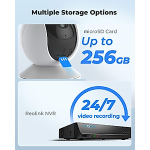 REOLINK indoor security camera E1 Pro 2 Pack Bundle with 2pcs 128GB SD Card, Indoor Camera for Home Security with Phone App, 2.4/5GHz WiFi, Baby Monitor, Pet Camera