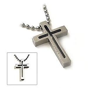 Accents Kingdom Titanium Cross Pendant Necklace, Classic Open Cross