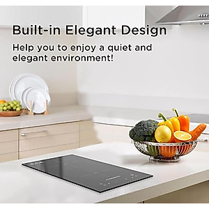 Electric Induction Cooktop,COOKTRON Built-in Electric Stovetop with 10 Power Levels, 3300W,Child Lock, Timer, Touch Control, 2 Burner Induction, Pause Function, 220-240V,Hard Wire(No Plug)