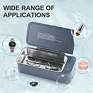 Ultrasonic Jewelry Cleaner – 450ML Professional UV Ultrasonic Cleaner for Eyeglasses Rings Watches Coins Tools Razors Earrings Necklaces Dentures, 48KHz Household Portable Cleaner Ultrasound Machine