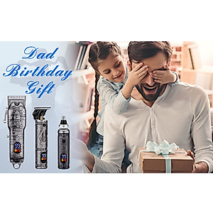 EHJYO Hair Clippers for Men, Professional Cordless Clippers for Hair Cutting Barber Clippers and Trimmers Set,USB Rechargeable T-Blade/Beard/Nose Hair Trimmer Set, Gifts for Men Dad Husband Gray