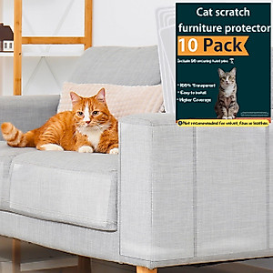 FixZilla Anti Cat Scratch Furniture Protector, 10-Pack Couch Protector from Cat Claws – Heavy-Duty, Easy-to-Apply Scratching Deterrent and Shield for Sofa Corners, Walls, Doors- with 50 Twist Pins
