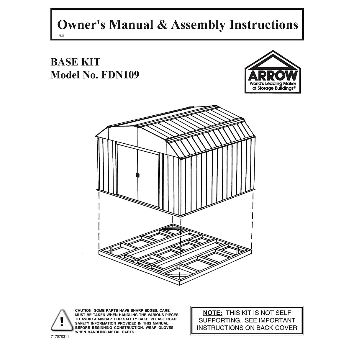 Arrow FDN109 Storage Shed with Floor Base Kit for 8'x8', 10'x8' & 10'x9' Arrow sheds