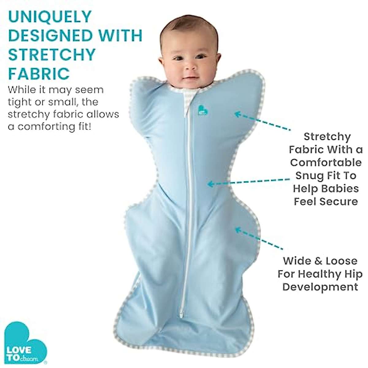 Love to Dream Swaddle UP, Warm 2.5 TOG, Dreamer, Baby Swaddle Sleep Sack for 5-8.5 lbs., Baby Essentials for Newborn, Ensures Dramatically Better Sleep, Allows Arms Up for Self-Soothing