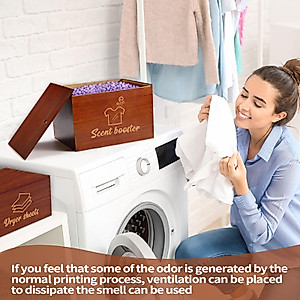 XLHOMO 3 Pcs Wood Dryer Sheet Holder Laundry Pods Holder Scent Booster Container Set with Lids and Scoop, for Laundry Room Laundry Detergent Laundry Pods Dry Sheet Organization and Storage Containers