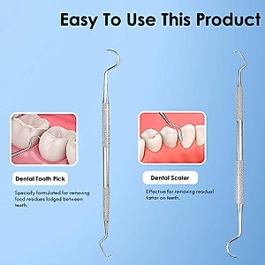 Beauté Secrets Dental Tools, Dental Pick Set 5Pcs Tooth Scraper Dental Hygiene Kit, Stainless Steel Teeth Cleaning Kit with Metal Case for Plaque Tartar Removal for Personal & Pets Use