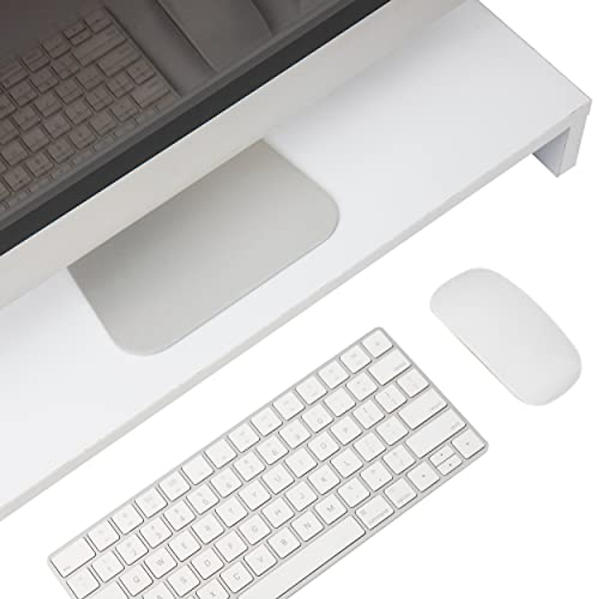 Mind Reader Woodland Collection, Monitor Stand 33 lb. Capacity, Desktop Organizer, Set of 2, 21" L x 9.5" Wx 3.25" H, 2 Pack, White