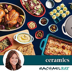 Rachael Ray Solid Glaze Ceramics Bakeware / Lasagna Pan / Baker, Rectangle - 9 Inch x 12 Inch, Red