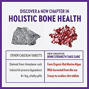 New Chapter Calcium Supplement - Bone Strength Organic Calcium with Magnesium, Vitamin D3+K2, 70+ Trace Minerals for Bone Health, Gluten Free, Easy to Swallow - 120 Slim Tablets