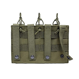 Tripple Mag Pouch Molle Open-Top Tripple Magazine Pouch for M4/M16/AR/AK Rifle Magazines (Army Green)