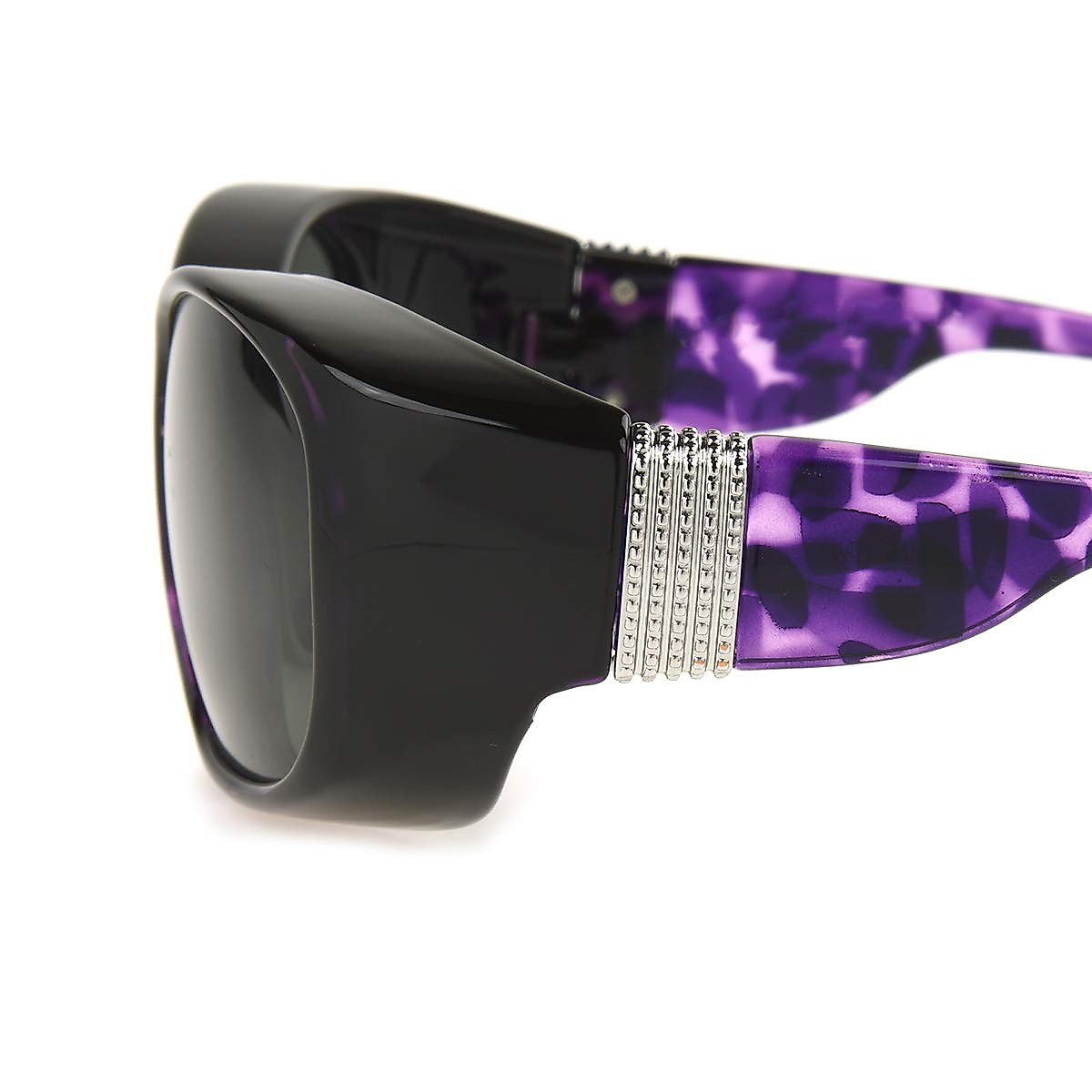Dioptics Women's Haven Sunset AZT Fits Over Sunglasses Polarized Rectangular, Purple Tortoise, 60 mm