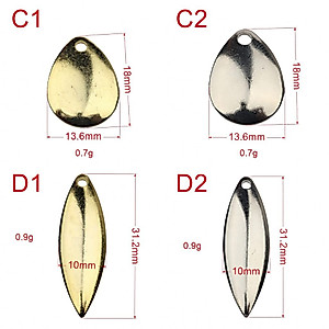 WellieSTR 80PCS(2 Color/2 Style) Easy Spin Colorado Willow Spinner Blades Metal Spoon Lure for Spinnerbait Buzzbait Bass Lure Fishing Tackle DIY Nickel