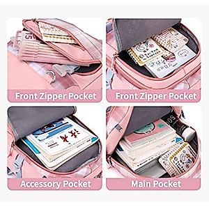 MeganJDesigns Cute Aesthetic Backpack for Teens Girls Boys College High Middle School Student Lightweight Book Bag Casual Kawaii Daypacks (E-Black Aesthetic Backpack)