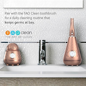 TAO Clean Ona Diamond Orbital Facial Brush and Cleansing Station, Electric Face Cleansing Brush with Ergonomic Handle, Dual Speed Settings, Rose Gold