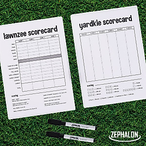 Giant Wooden Yard Dice Set for Lawn Games, Play Lawnzee or Yardkle, Includes Dice, Collapsible Bucket, Reusable Scorecards and Dry Erase Markers