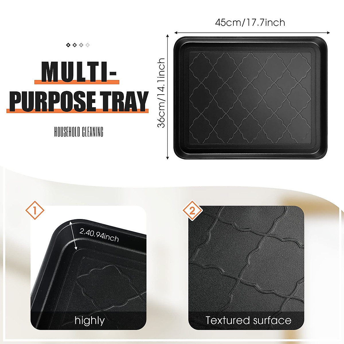 4 Pack Boot Tray Shoe Tray for Entryway Waterproof Plastic Boot Tray Entry Way Shoe Organizer PET Food Tray Indoor Outdoor Boot Mat for Boots Shoes Pets Garden