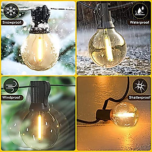Outdoor String Lights 100ft G40 Globe Outdoor Lights with 42 Waterproof Shatterproof LED Bulbs(2 Spare)Connectable Patio Lights for Outside Backyard Garden Porch Party Led Outdoor String Lights