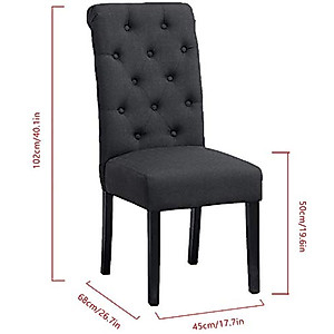 BELIFEGLORY Padding Dining Chair, Set of 2 Wooden Leg High Back Dining Chair Upholstered Fabric Dining Room Chairs Kitchen Chairs