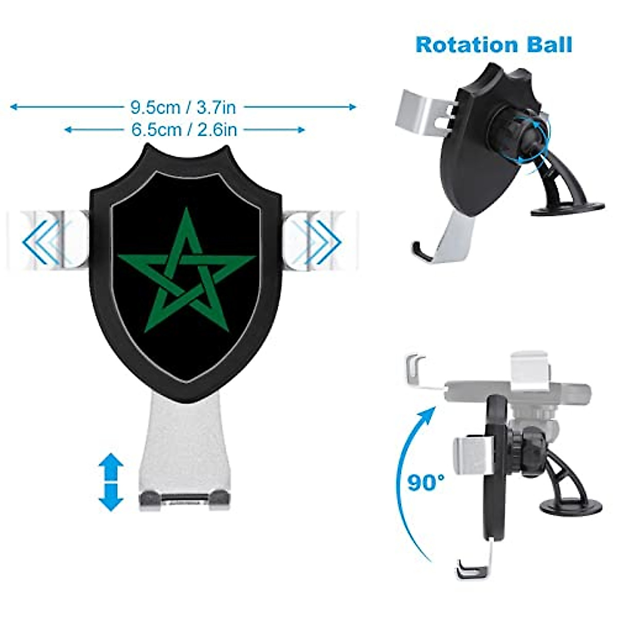 Morocco Flag Map Car Phone Holder Mount Universal Cellphone Vent Clamp for Dashboard Windshield Stand