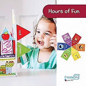 CreateOn Magna-Tiles “Sesame Street” Toys, Magnetic Kids’ Building Toys from “Sesame Street” Books, Colors with Elmo Magnet Tiles, Educational Toys for Ages 3+, 17 Pieces