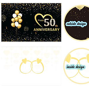 Jumbo 50th Anniversary Card with Envelope, Giant Anniversary Party Greeting Card, Extra Large Guest Book Message Greeting Cards,Big Anniversary Card for Women Men,Happy Anniversary Party Decorations