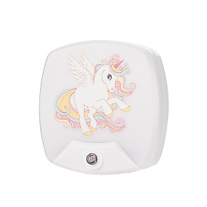 2 Pack - Cartoon Unicorn LED Plug-in Night Light for Kids - Wall Lamp Take Good Care Children Sleep Light Sensor Auto Controlled Nightlights for Baby Nursing C