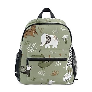 CHIFIGNO Toddler Backpack Jungle Tiger Koala Animals Green Preschool Bag Small Backpack for Girls Boys Kindergarten Elementary Junior Primary