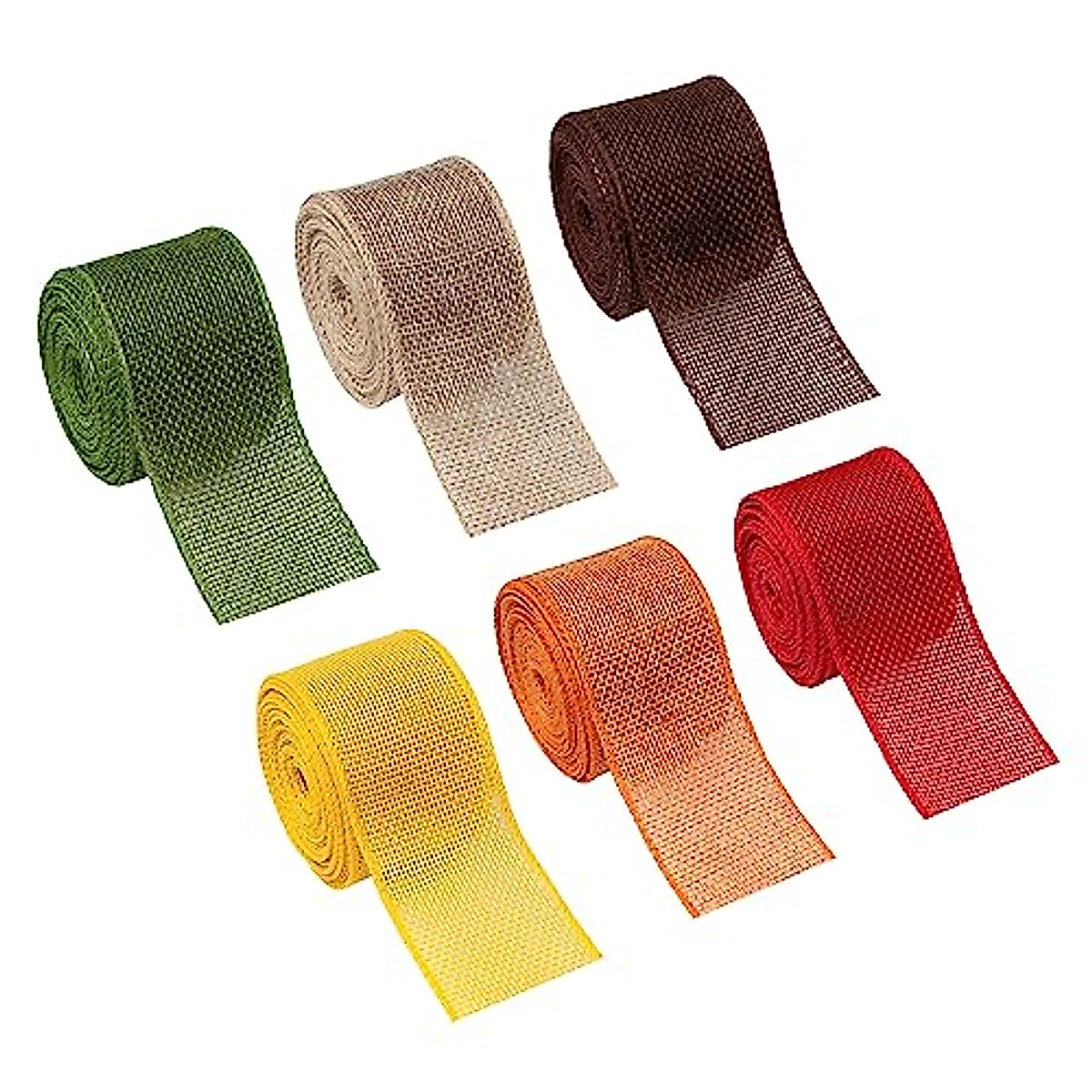 Mlurcu Fall Ribbon Burlap Wired Ribbon 1-1/2 Inch Wide Thick Solid Fabric Wire Edge Ribbon 6 Rolls 30 Yards Autumn Ribbon for Crafts Wreaths Bows Making Thanksgiving Christmas Wedding Decorations