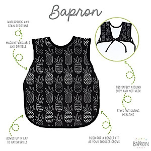 BapronBaby Pineapple Monochrome Bapron - Soft Waterproof Stain Resistant Bib - Machine Washable - 6m - 5yr - (Sz Baby/Toddler 6m-3T)