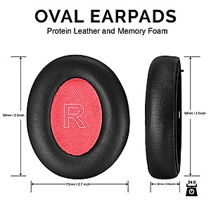 defean Life Q10 Earpads Replacement Ear Cushion Cover Ear Pads Cushion Compatible with Anker Soundcore Life Q10 / Q10 Bluetooth Headset, Softer Leather,High-Density Noise Cancelling Foam (Black-red)