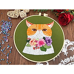 hi stone 4 Embroidery Sets for Beginners, DIY Adult Beginner Cross Stitch Kits, 4 Cross Stitch Kits, 2 Embroidery Hoops,Scissors,Needles,Needlepoint Kit for Adults