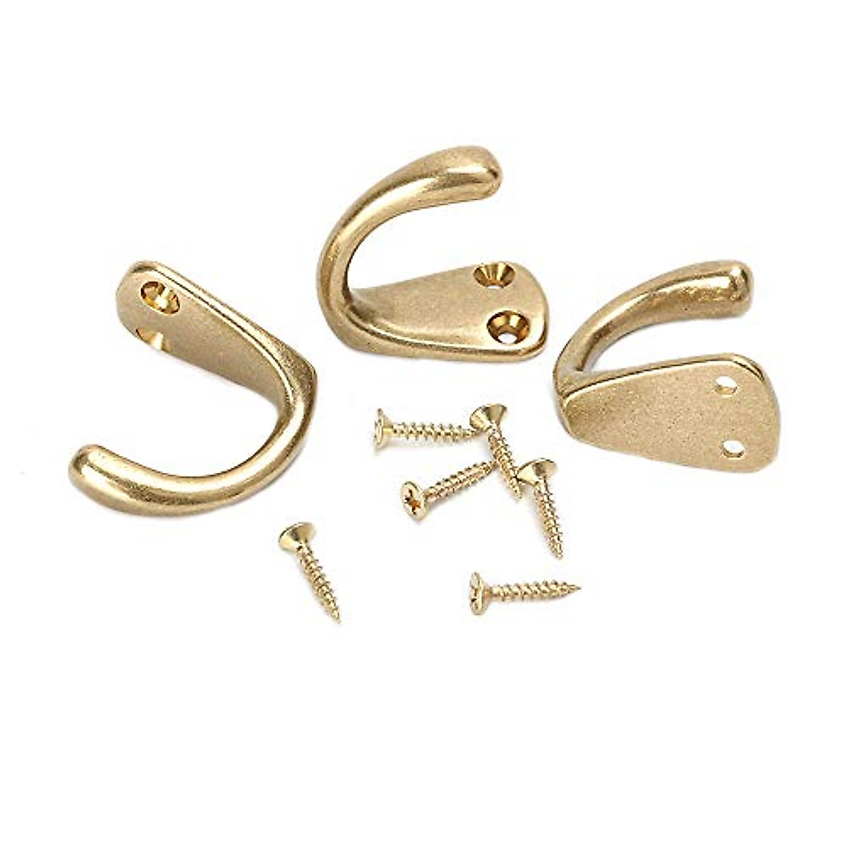 RZDEAL 3PCS Vintage Coat and Hat Hook Brass Classico Wall Hanging for Bath Stands Clothes Hangers Scarf Towel (Gold)