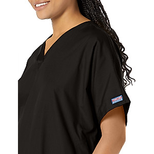 Cherokee womens V Neck medical scrubs shirts, Black, X-Large US