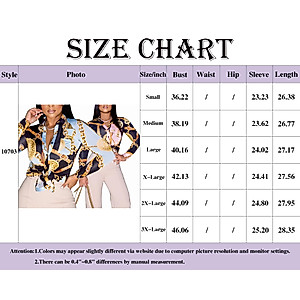 Colorful Blouses Long Sleeve Floral Print Loose Collar Sexy Tops Casual V Neck Button Down T-Shirt for Women L