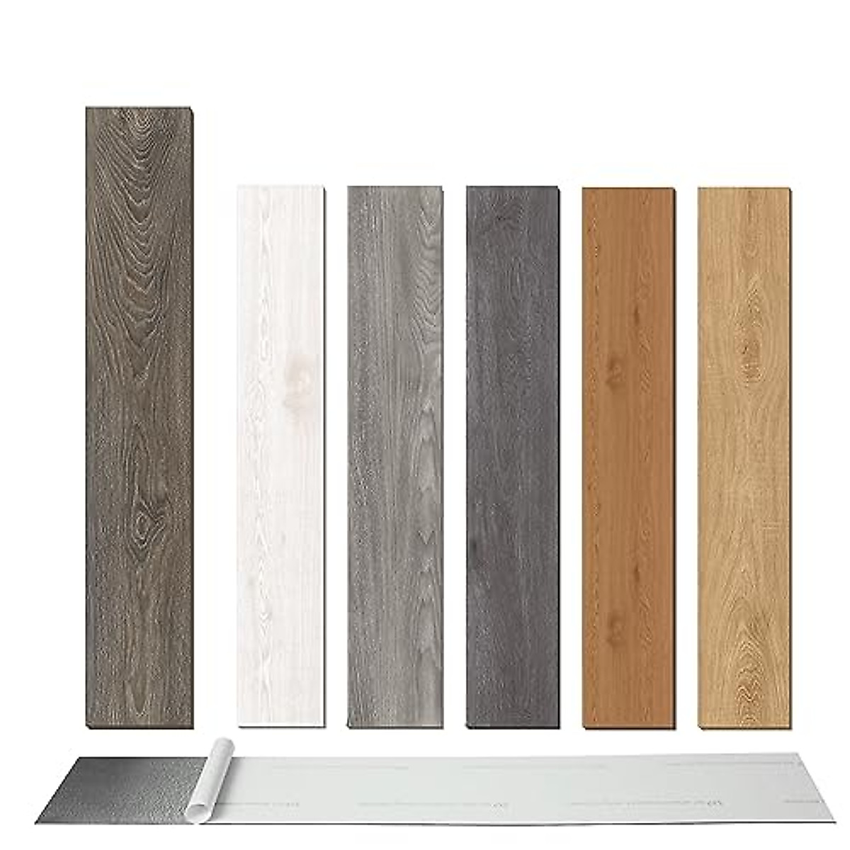 Oxdigi Peel and Stick Floor Tile 36" x 6"x 12 Packs/ 18 Sq.Ft, Thicken Wood Plank Flooring Self-Adhesive Waterproof for Kitchen Living Room RV, Easy DIY Floor Stickers, Sepia