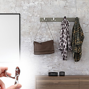 suiwotin 10pcs Coat Hooks, Heavy Duty Wall Hook, Double Prong Robe Hook Wall Mount Hanging Hooks for Closet Clothes, Coat, Bag, Scarf, Towel, Hat, Cap, Key (Chrome)