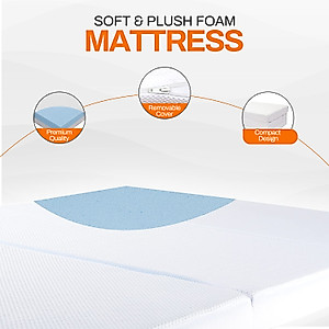 Cheer Collection Tri-Fold Memory Foam Mattress - 4" Thick Gel Infused Foam Folding Bed for Guests, Twin Size - 38" x 78"