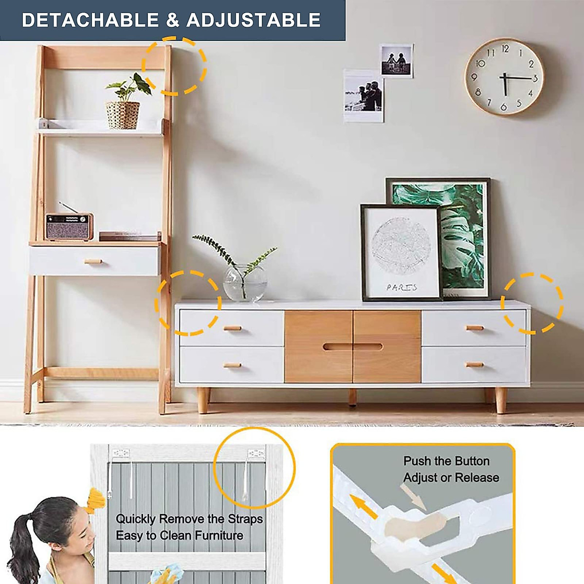 Matenf 10 Pack Furniture Anchors for Baby Proofing, Anti-Tip Wall Anchors Straps for Furniture Protect Toddler Children and Pet from Falling Furniture Cabinet Bookshelf Dresser, Earthquake Proof