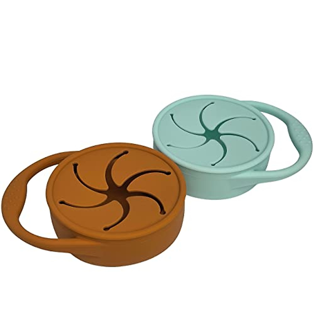 BraveJusticeKidsCo. | Snack Attack Silicone Baby Snack Cup | 2 pack | Collapsible Snack Cup (Honey Ginger and Island Paradise)