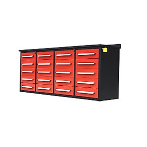TTBKA Product Dimensions：87"x23"x39", 7' Garage Storage Cabinets with Workbench 20 Drawers High Capacity, All Welded Steel, 3 Rail Sliding, Heavy-Duty Double Slides on Large Drawers