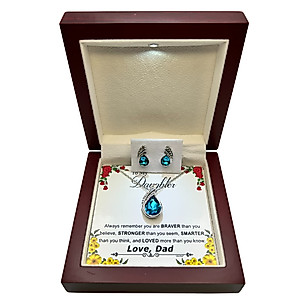 KINDPAW Gift for Daughter from Dad – You are Braver Than You Believe (Rhinestone Pendant)