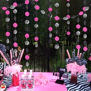 Cheerland Zebra Stripe Glitter Black Rose Red Circle Garland Summer Hanging Decoration Jungle Banner Wildlife Backdrop Safari Decor for Bday/Birthday Sweet 16 and African Animal Themed Party (circle)