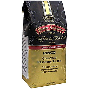 Door County Coffee - Chocolate Raspberry Truffle, Chocolate Raspberry Truffle Flavored Ground Coffee - Medium Roast, 10 oz Bag