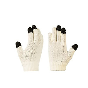 Tinncana 3 Pieces Kids Winter Beanies Glove Scarf Set, Knitted Toddler Cap Hat Touchscreen Mitten Neck Warmer for Boys Girls (White)