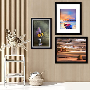 LUCKYLIFE 16x20 Frames, Picture Frames for Wall, Display Pictures 11x14 with Mat or 16x20 without Mat, Set of 2, Black