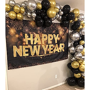 111PCS Black Gold and Silver Balloon Garland Arch Kit Metallic Black Metallic Gold Chrome Silver Latex Balloons Set for Birthday Graduation Bachelorette Wedding New Year Party Decoration