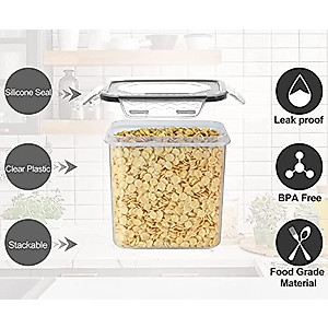 VERONES Cereal Storage Container Set, 36pcs Airtight Food Storage Containers, BPA Free Kitchen Pantry Organization for Flour, Sugar, Cereal Plastic Canisters with Black Locking Lids