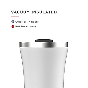 Zoku 12oz Powder Coated Tumbler, White | Premium Stainless Steel and Vacuum Insulated | Special Rotating Lid Designed for Sipping and Straw Use